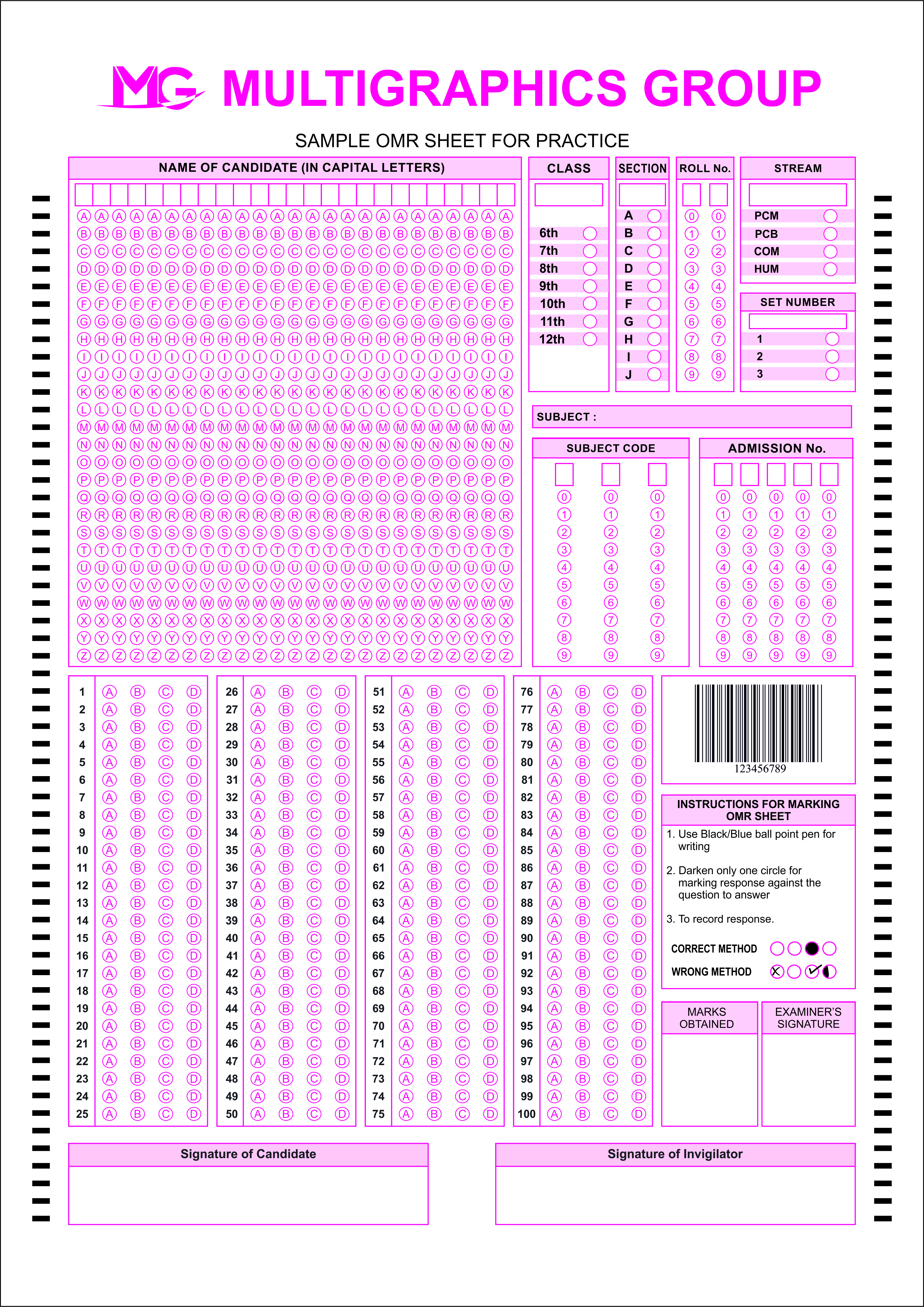 Buy OMR Sheets Online | Fast Delivery | MCQ Exam Sheets